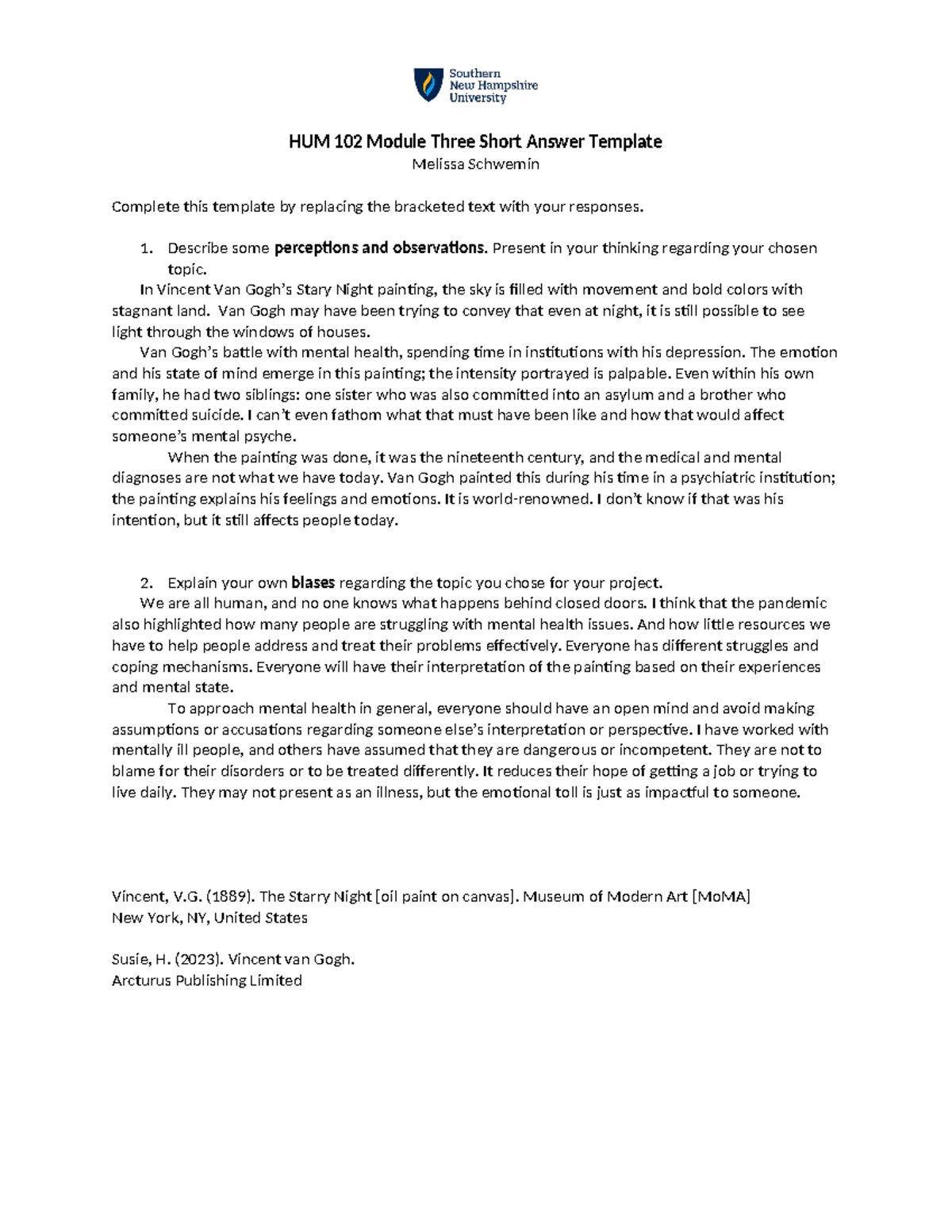 HUM 102 Module Three Short Answer Responses - Melissa Schwemin - Studocu