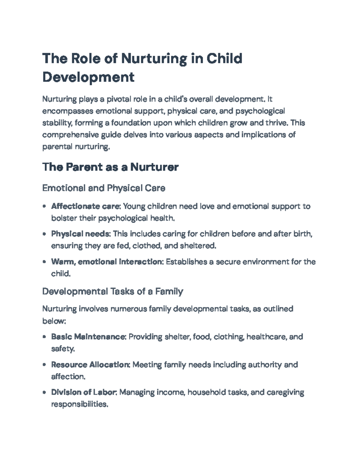 Nurturing's Impact on Child Development: A Comprehensive Overview - The ...