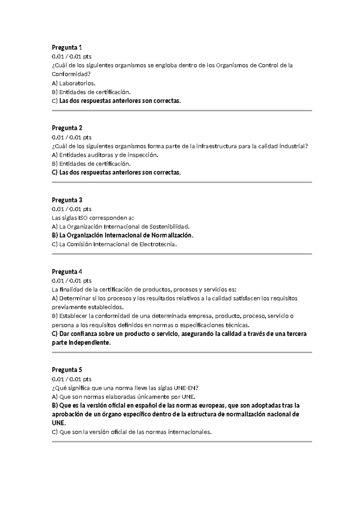 Test de Calidad ISO 9001:2015 - Preguntas y Respuestas - Studocu