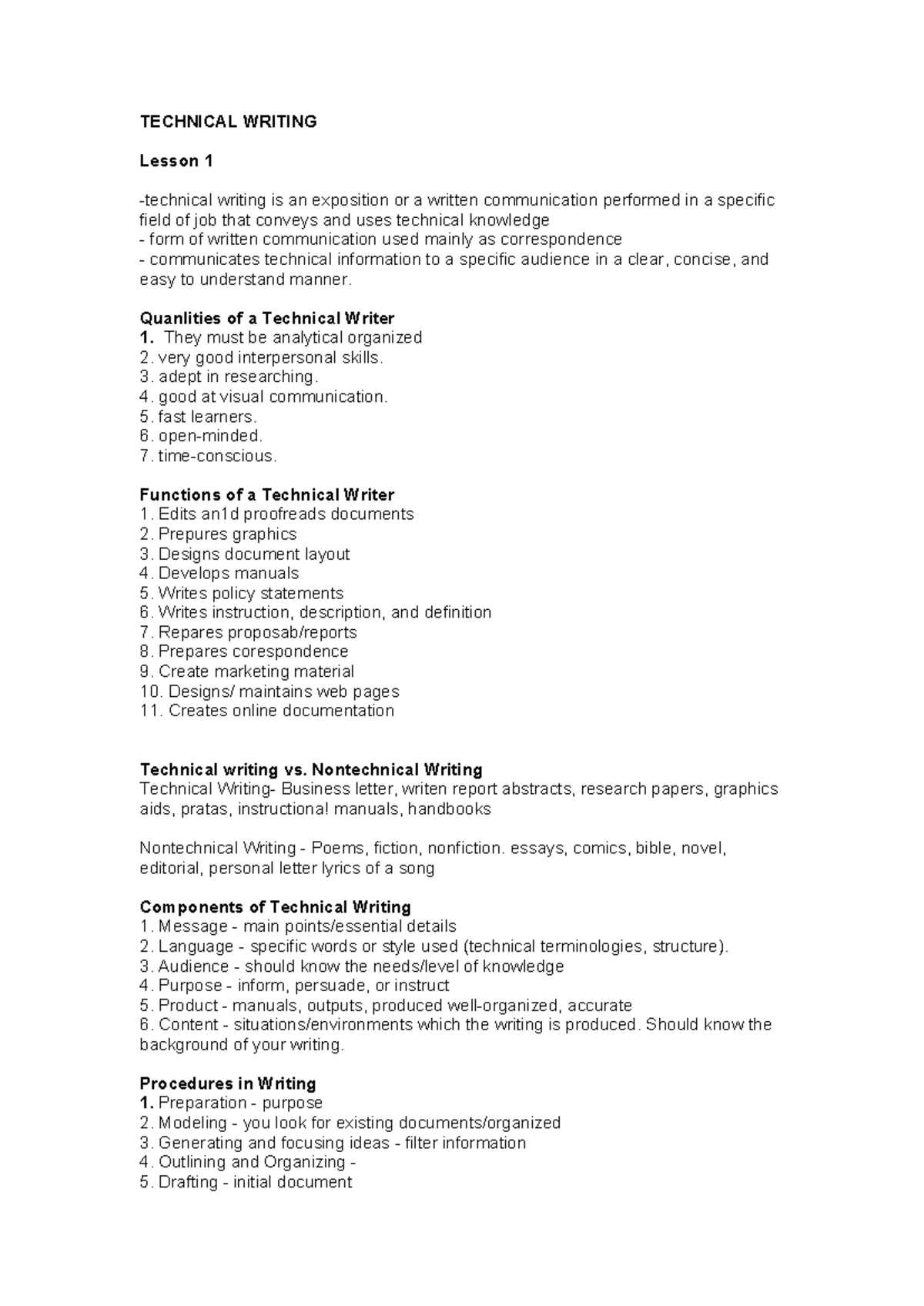 Technical Writing Prelim Key Concepts And Techniques Studocu