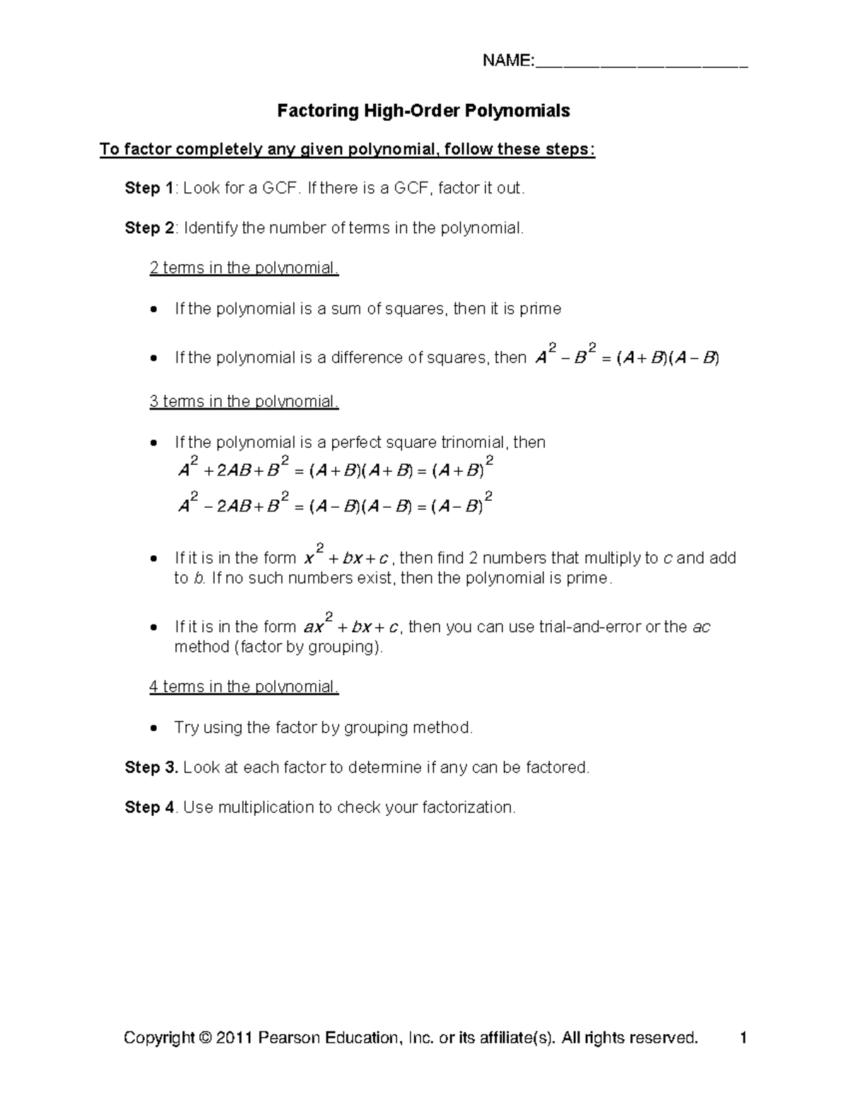 PMA0534 - Lecture Notes on Factoring Polynomials - Studocu