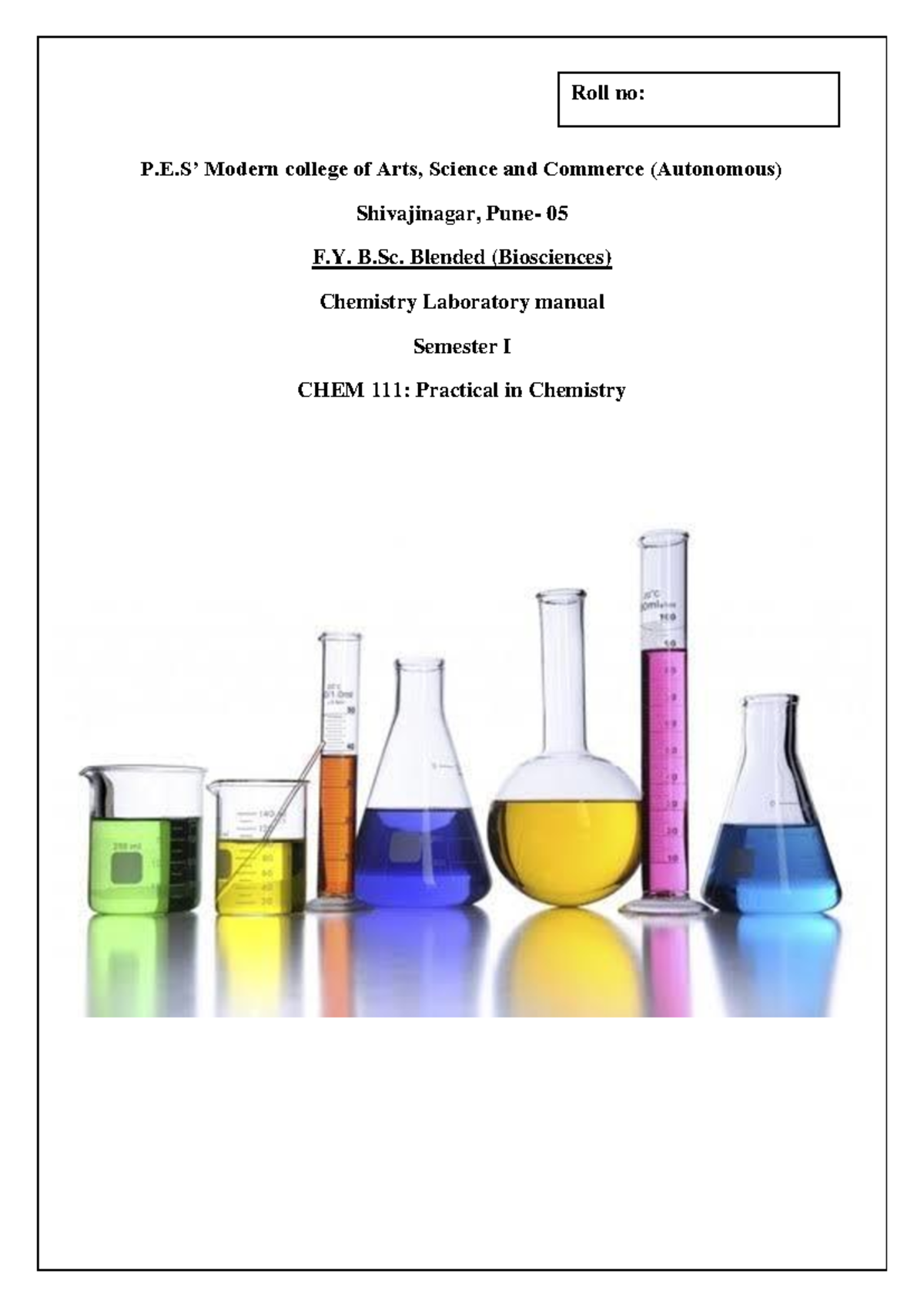 Lab Journal for CHEM 101: Semester I Chemistry Practical Manual - Studocu