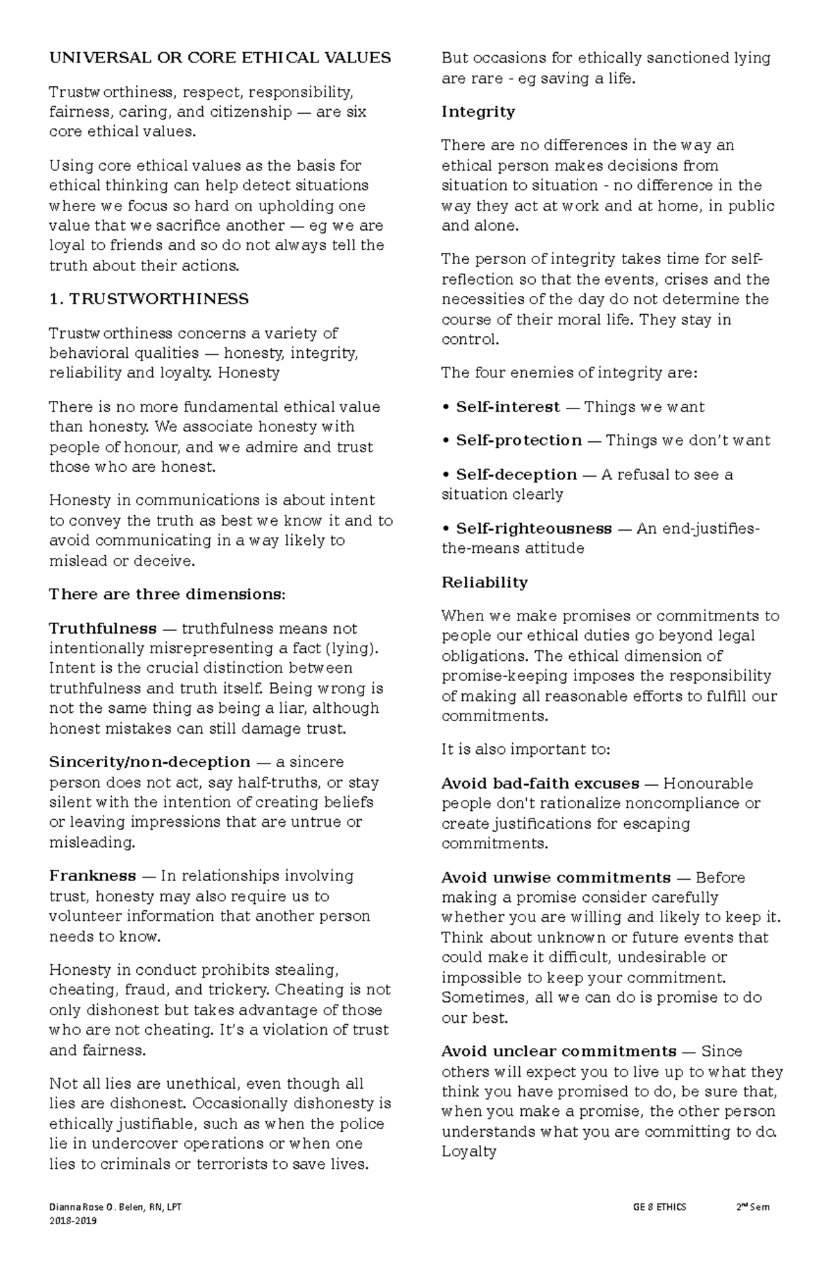 Lesson 2 - ETHICS - THREE LEVELS OF MORAL DILEMMA - The ethical ...