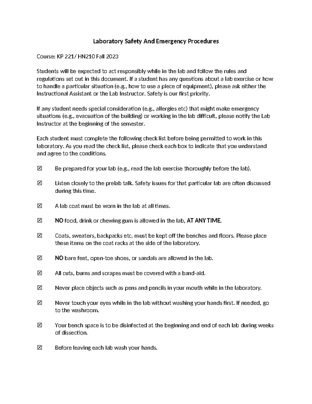 Student lab safety procedures 2023 - Laboratory Safety And Emergency ...