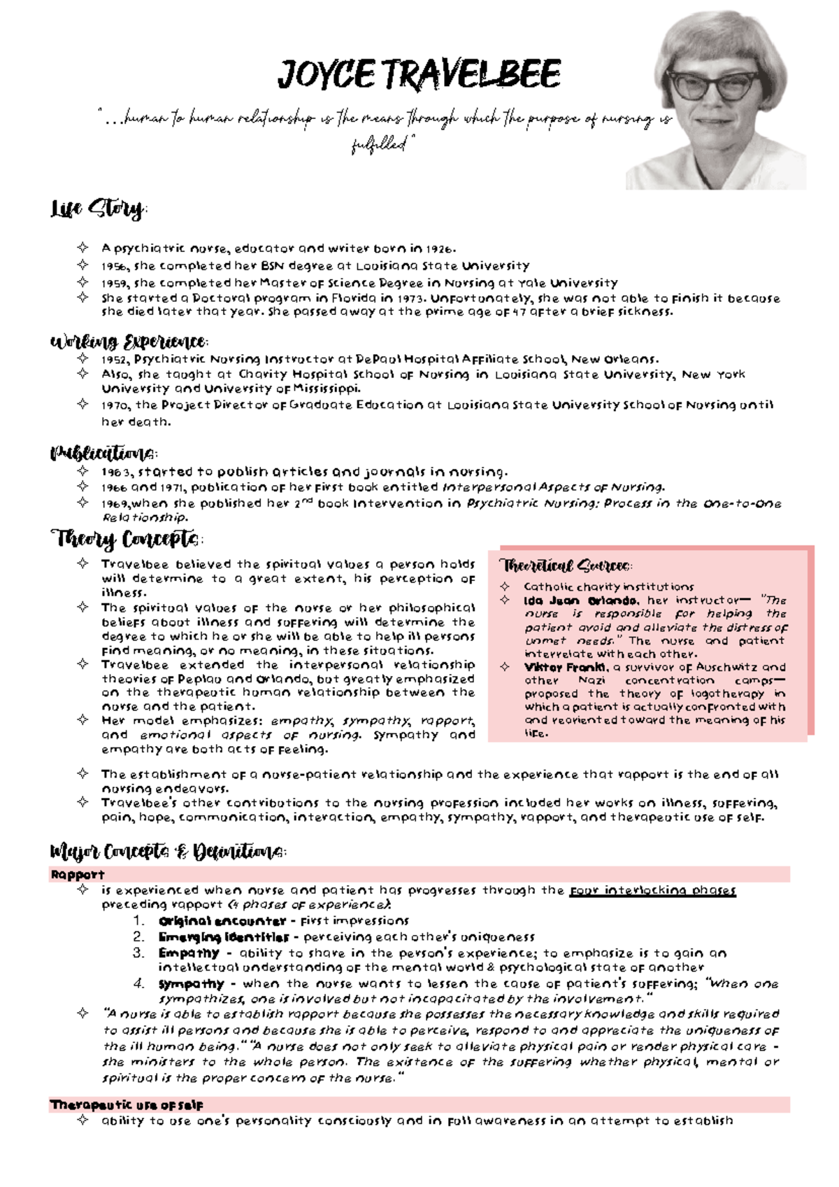 Joyce Travelbee: Key Concepts in Nursing & Therapeutic Relationships ...