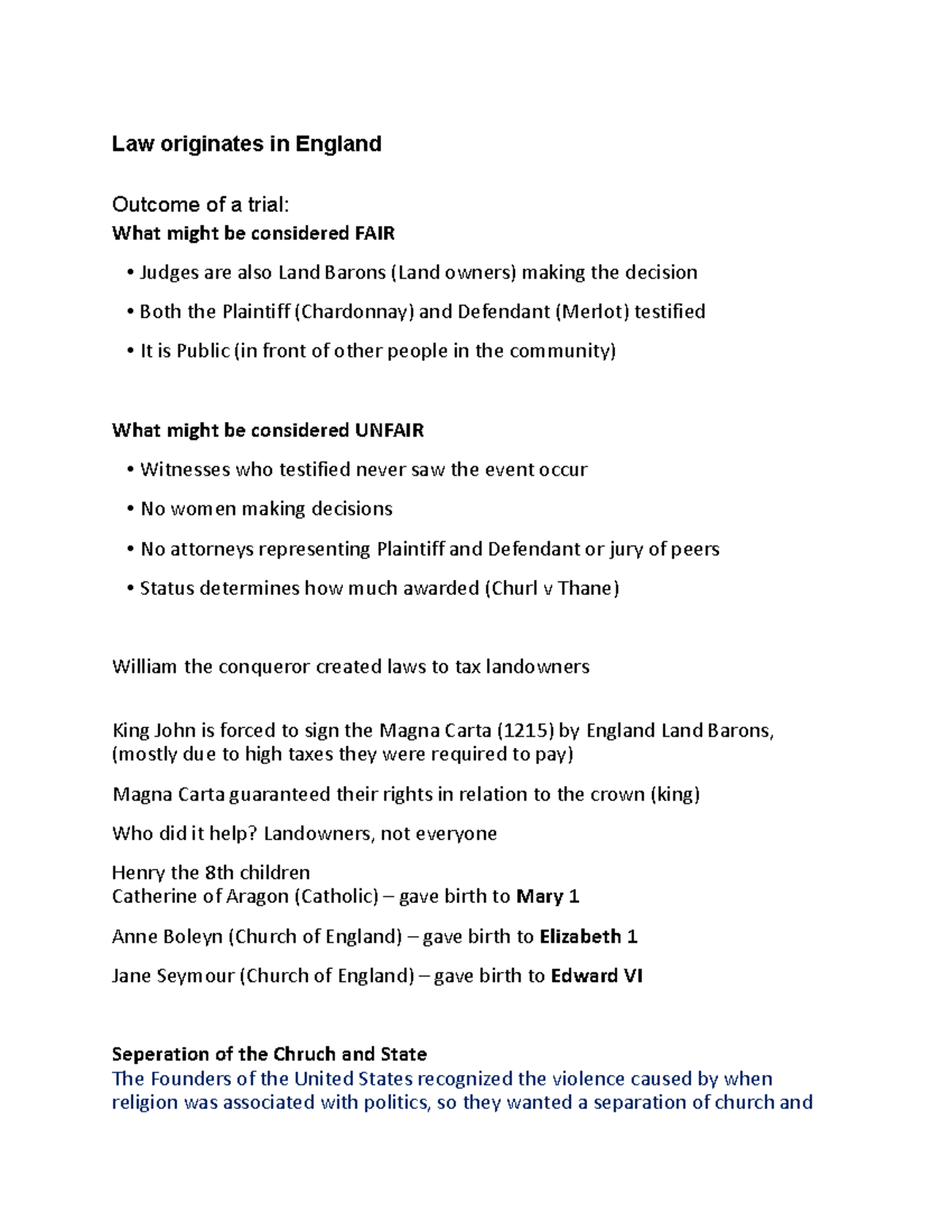 Law Origins and Fairness in Trials: A Study of Churl v Thane - Studocu