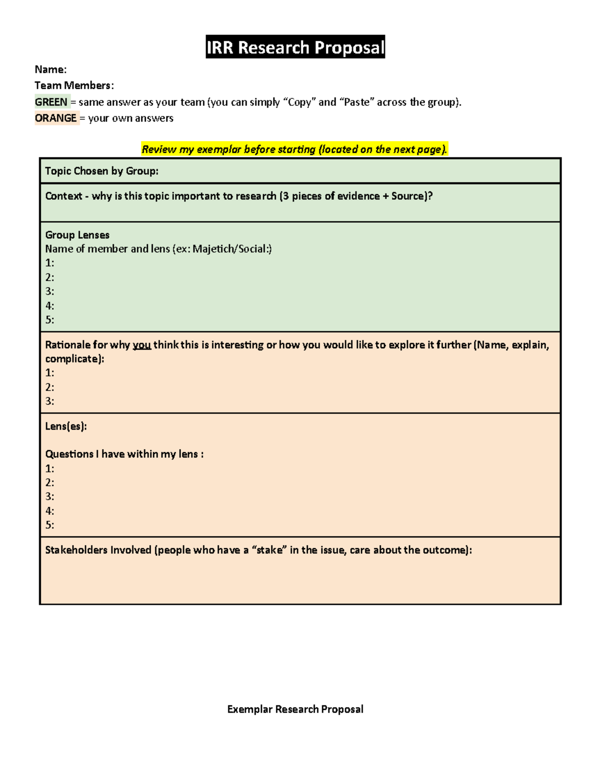 IRR Research Proposal: Exploring Group Perspectives and Evidence - Studocu