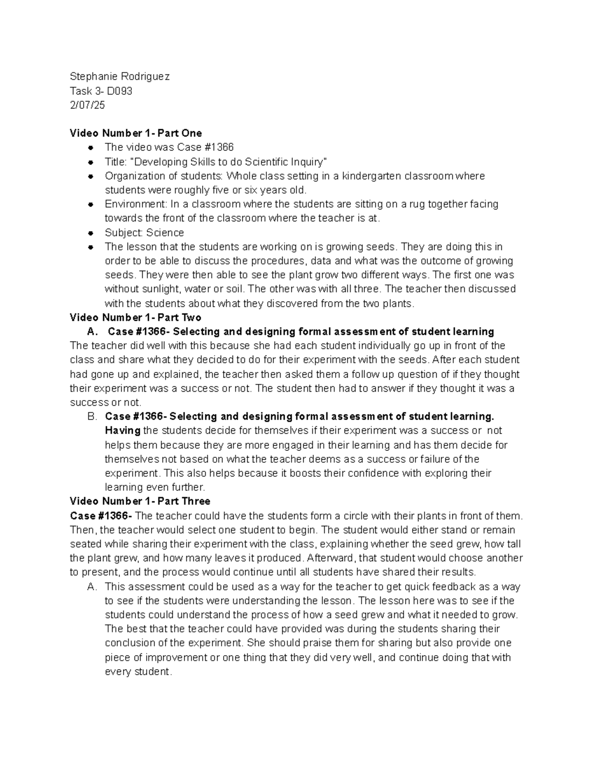 Task 3- Determining Impact On Learners - Stephanie Rodriguez Task 3- D ...