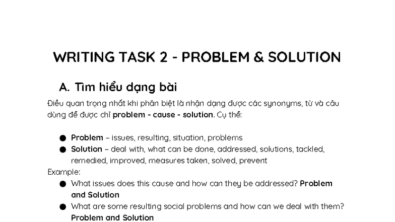 Writing Task 2: Problem & Solution Essay Guide for IELTS - Studocu