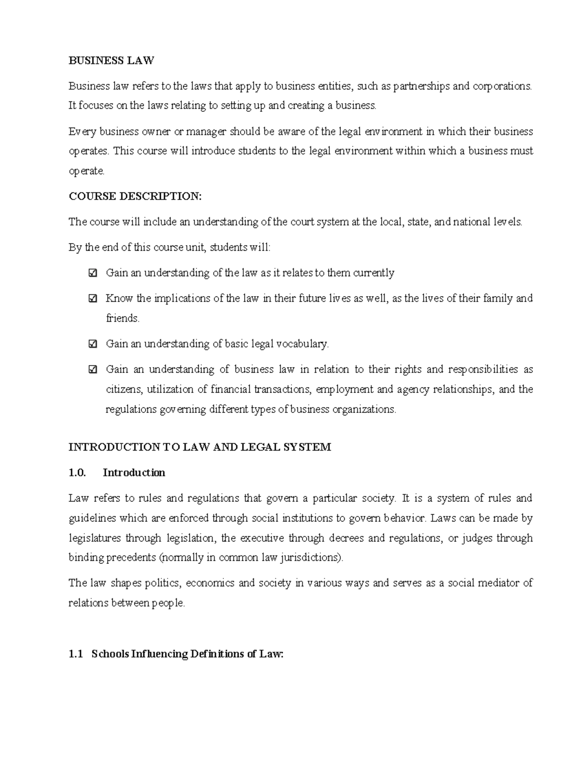 BUSINESS LAW 101: Understanding Legal Frameworks for Enterprises - Studocu