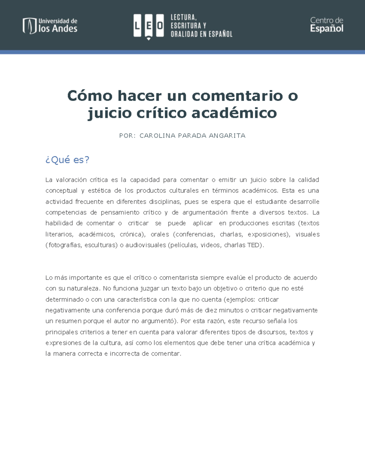 Juicio crítico Como llevarlo a cabo - Cómo hacer un comentario o juicio ...