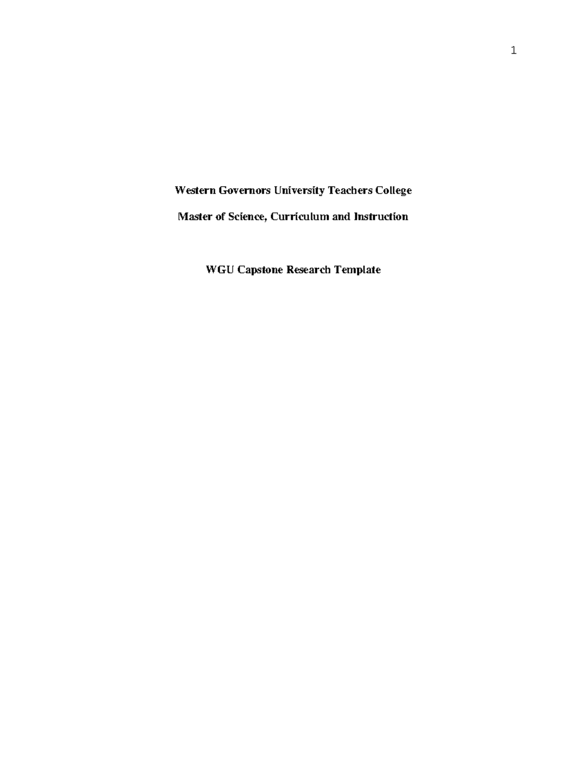 Wgu Capstone Research 1 Western Governors University Teachers College