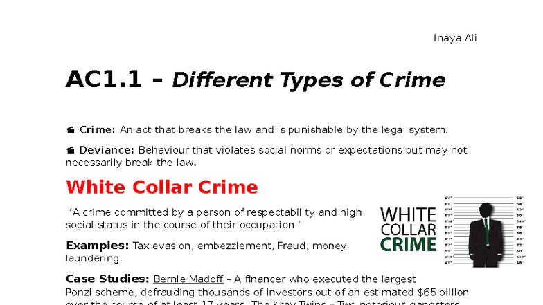 AC1 - Different Types of Crime and Underreporting Insights - Studocu