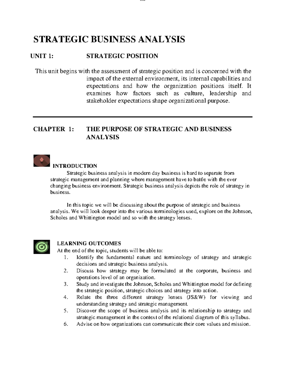 Strategic Business Analysis - Chapter 1 Insights and Evaluation - Studocu
