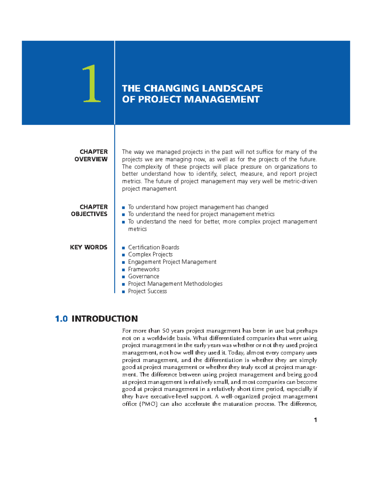 Chapter Overview: The Changing Landscape of Project Management - Studocu