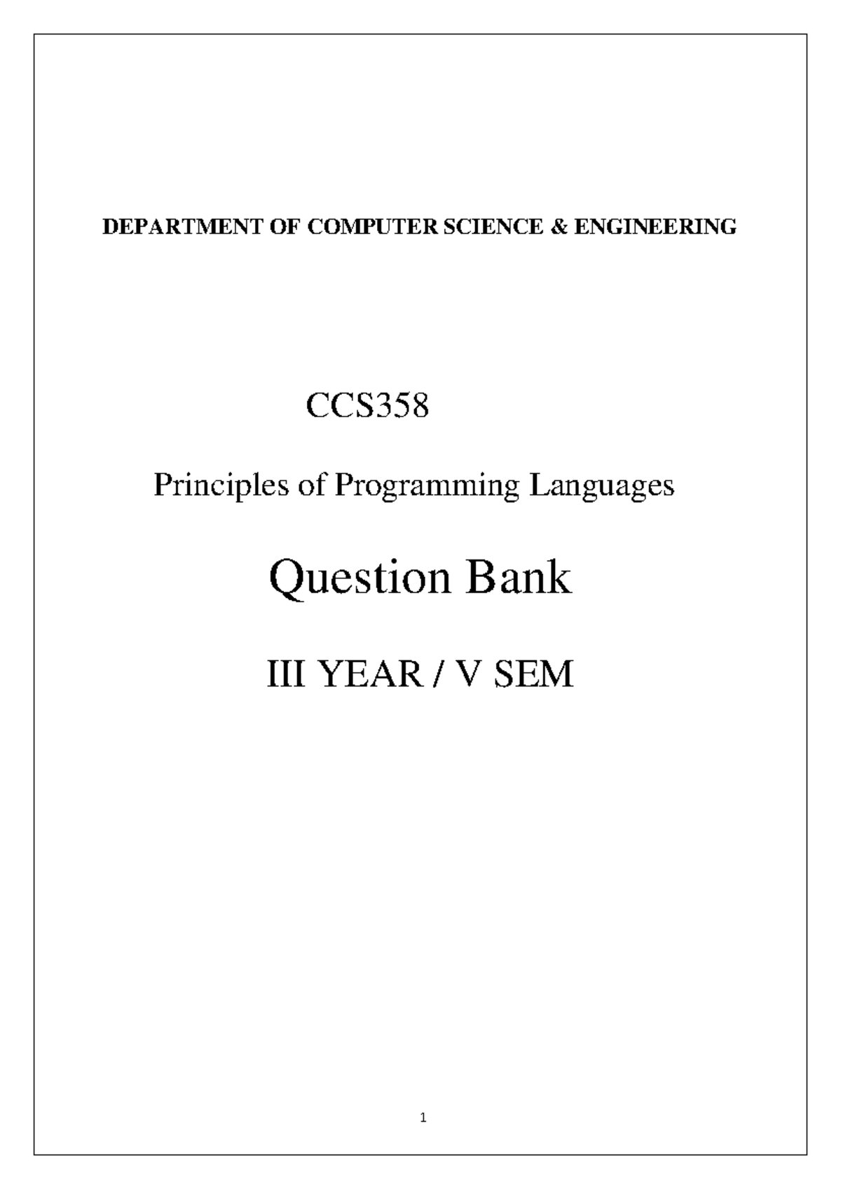 PPL CCS358 Principles of Programming Languages Notes and Concepts - Studocu