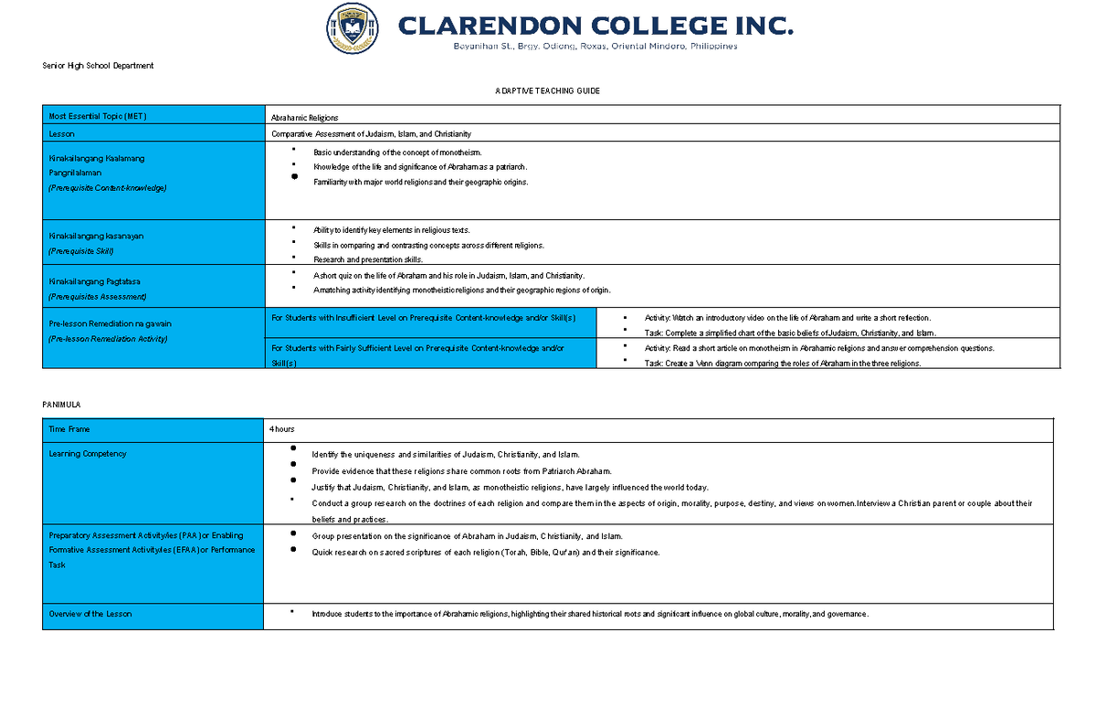 Intro TO World Religions Lesson 7 - Senior High School Department ...