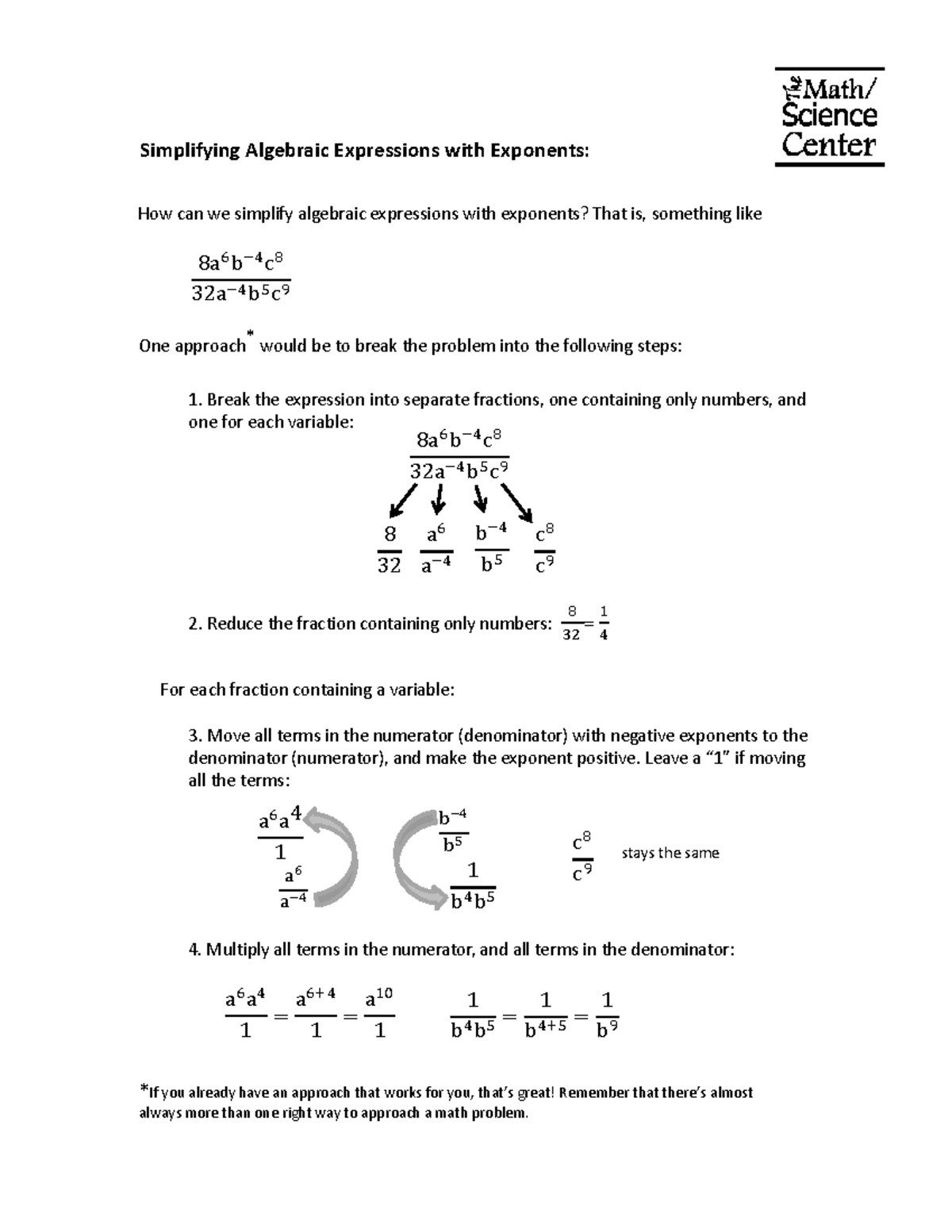 Algebra 101: Simplifying Algebraic Expressions with Exponents - Studocu