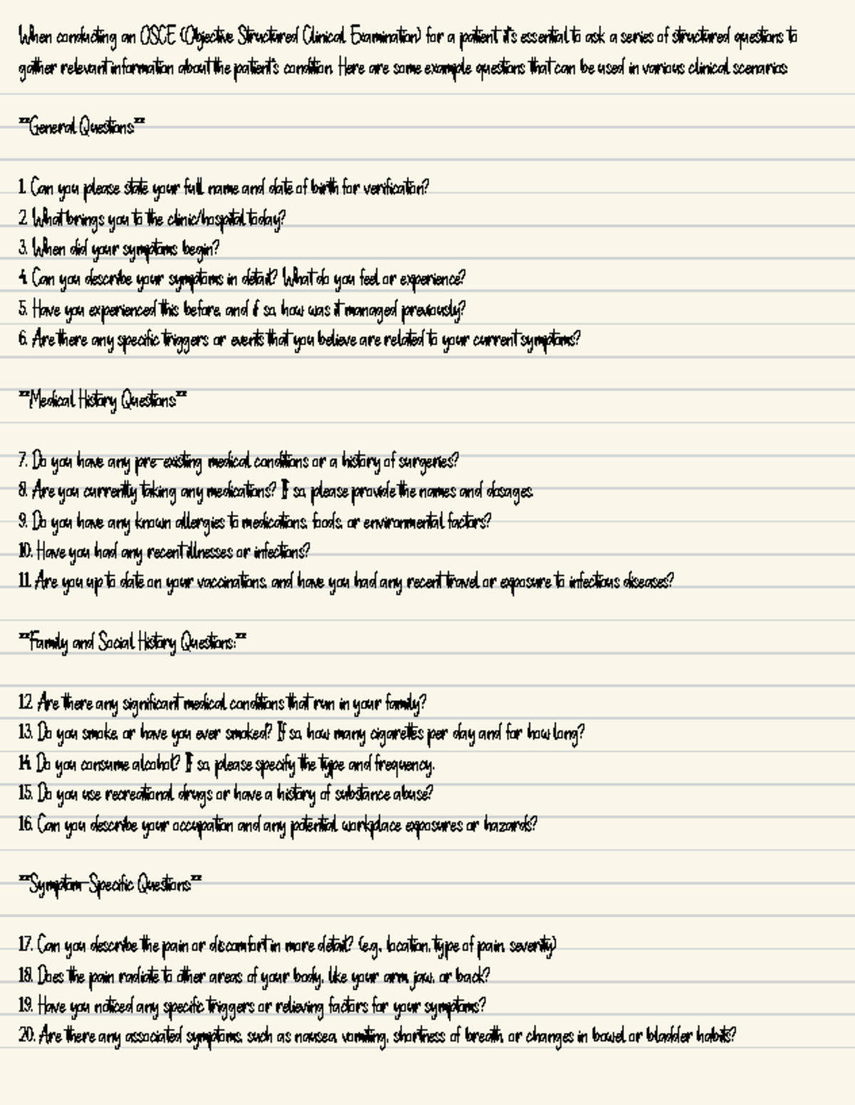 Questions For OSCE - When conducting an OSCE (Objective Structured ...