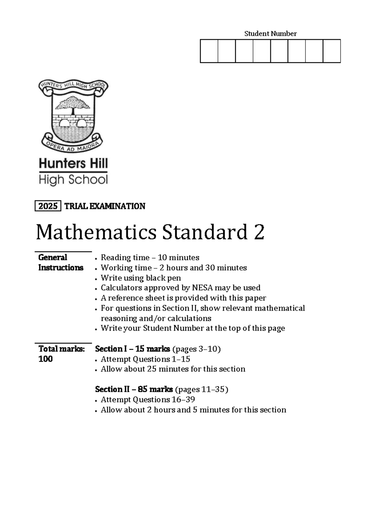 2025 Mathematics Standard 2 Trial Exam: Complete Solutions ...