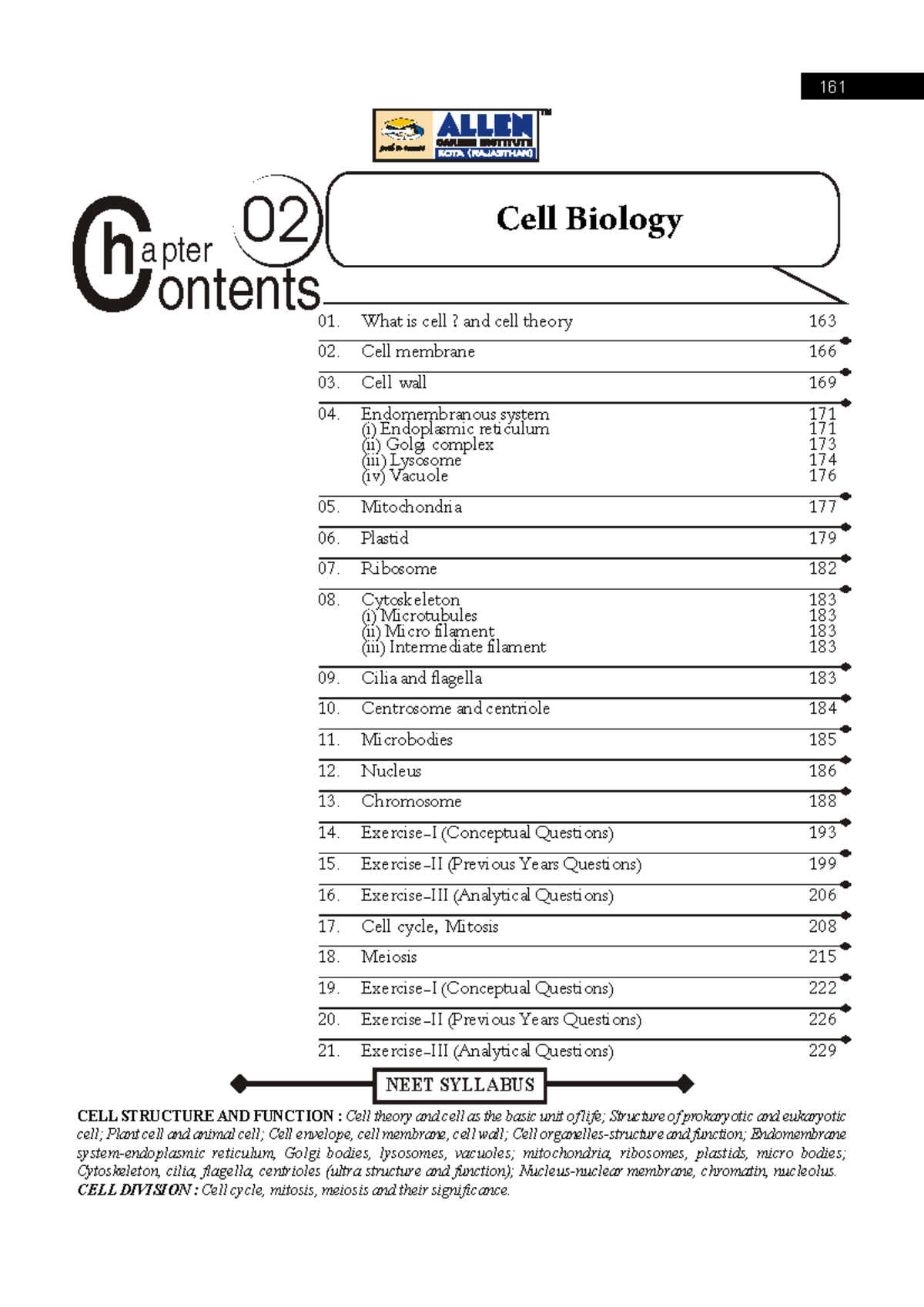 161 C 02 Cell Biology Chapter Contents and Key Concepts - Studocu