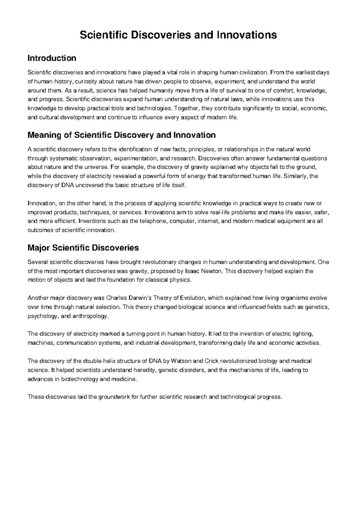 Scientific Discoveries and Innovations: An In-Depth Overview - Studocu