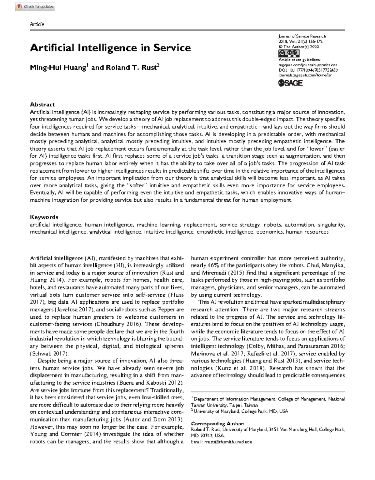 Understanding and Classifying AI: From Mechanical to Intuitive ...