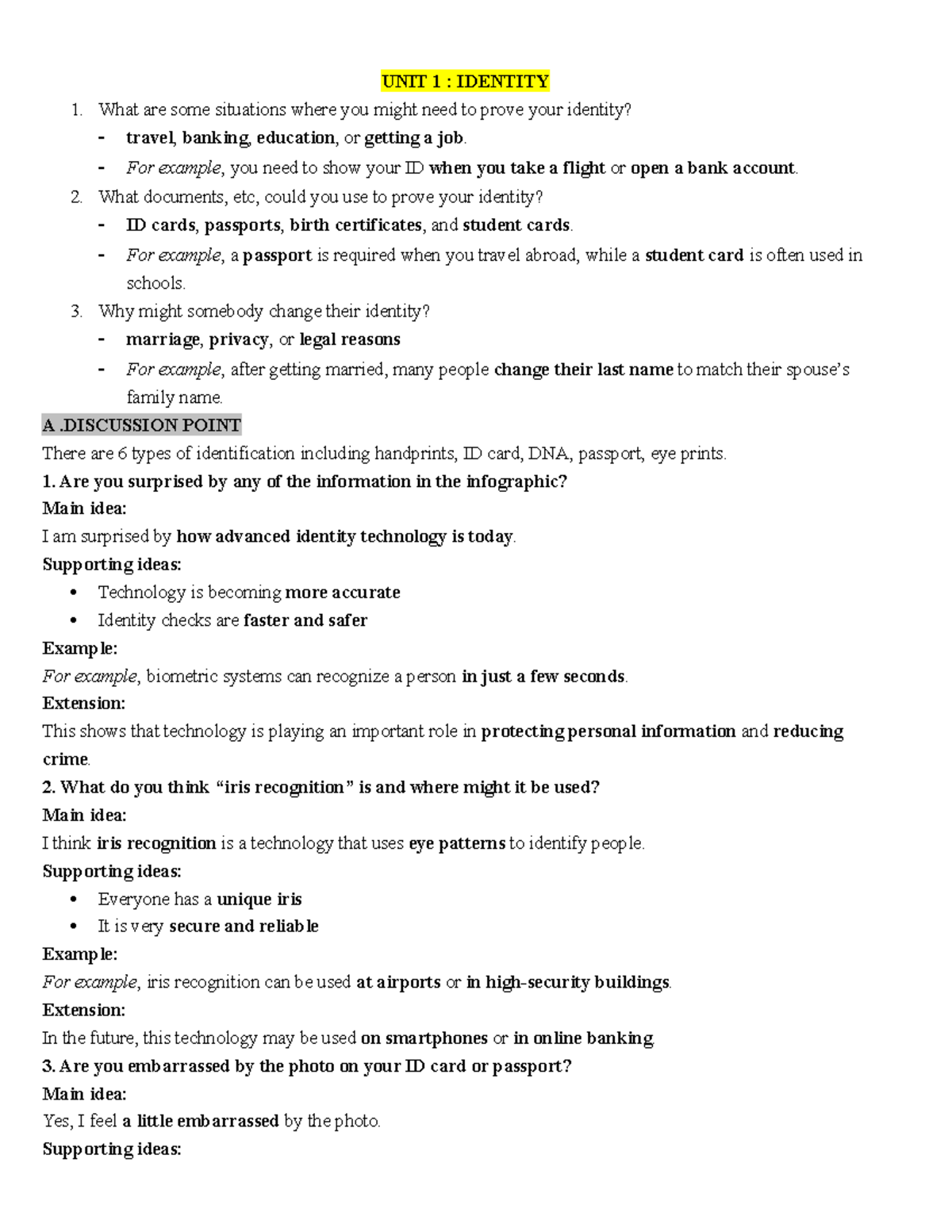 UNIT 1: IDENTITY - Understanding Identification and Its Importance ...