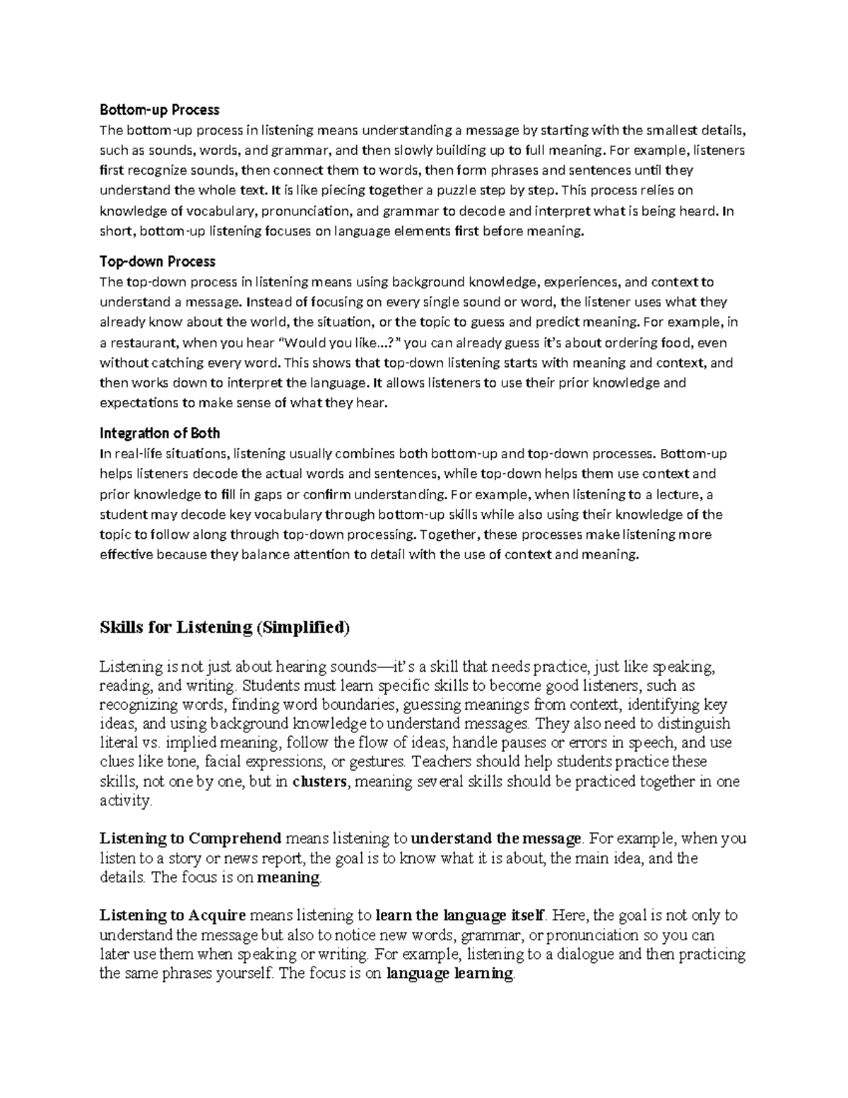QUIZ: Understanding the Listening Process and Skills - Studocu