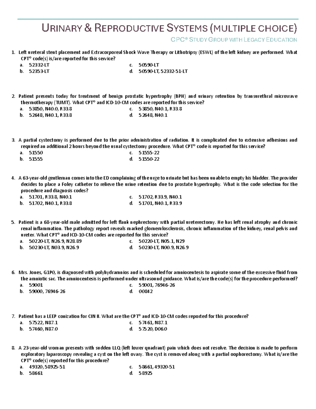 Radiology CPC® MCQs for CPT® & ICD-10-CM Code Reporting - Studocu