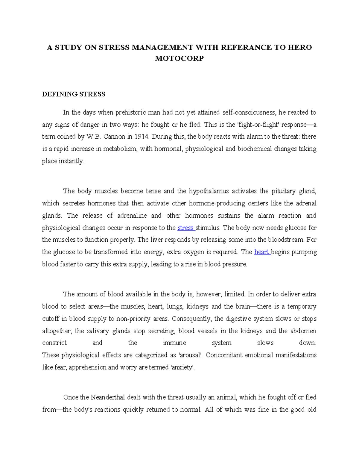 A Study ON Stress Management WITH Refera - A STUDY ON STRESS MANAGEMENT ...