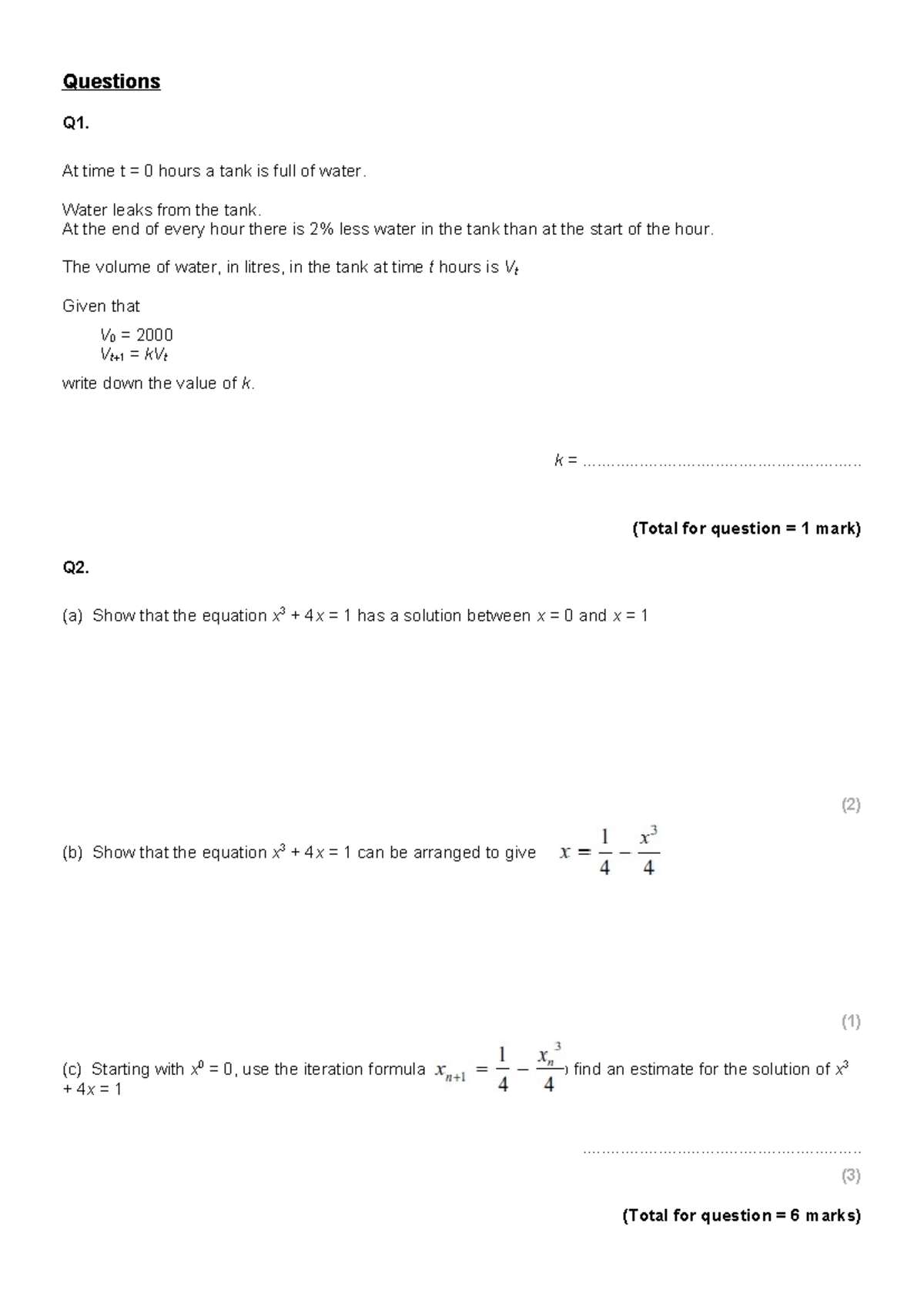 Iteration Worksheet - Mathematics ASD - Studocu