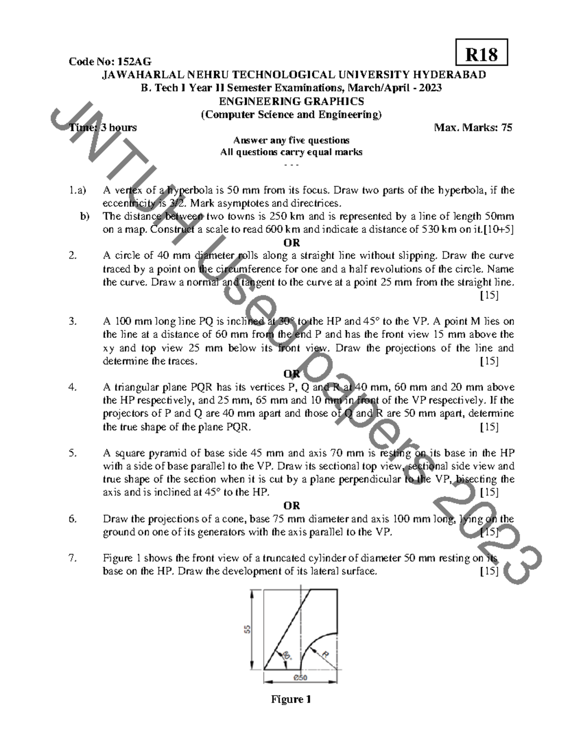 152AG - Engineering Graphics Exam Paper March/April 2023 - Studocu