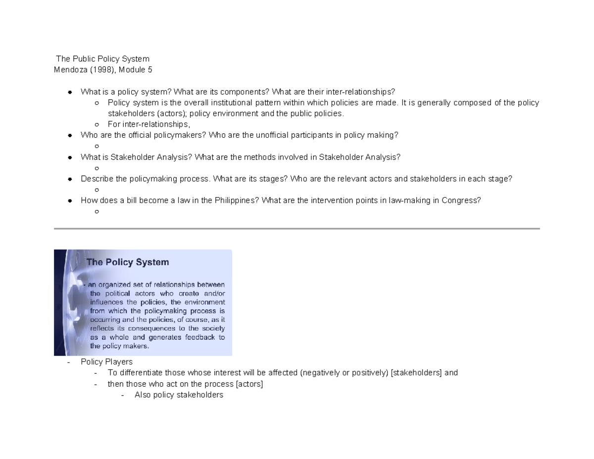 PA 141 Final Exam Reviewer: Understanding the Public Policy System ...
