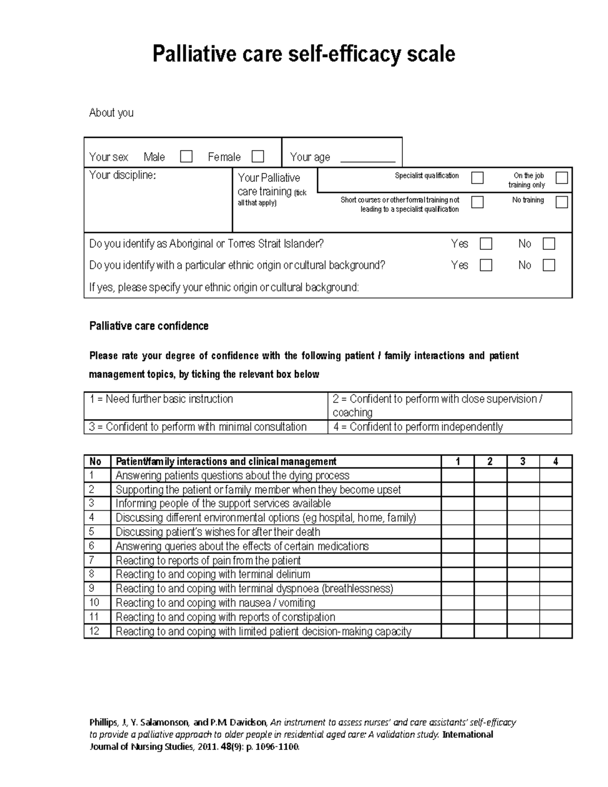 Palliative Care Self-Efficacy Scale: Assessment & Training Insights ...