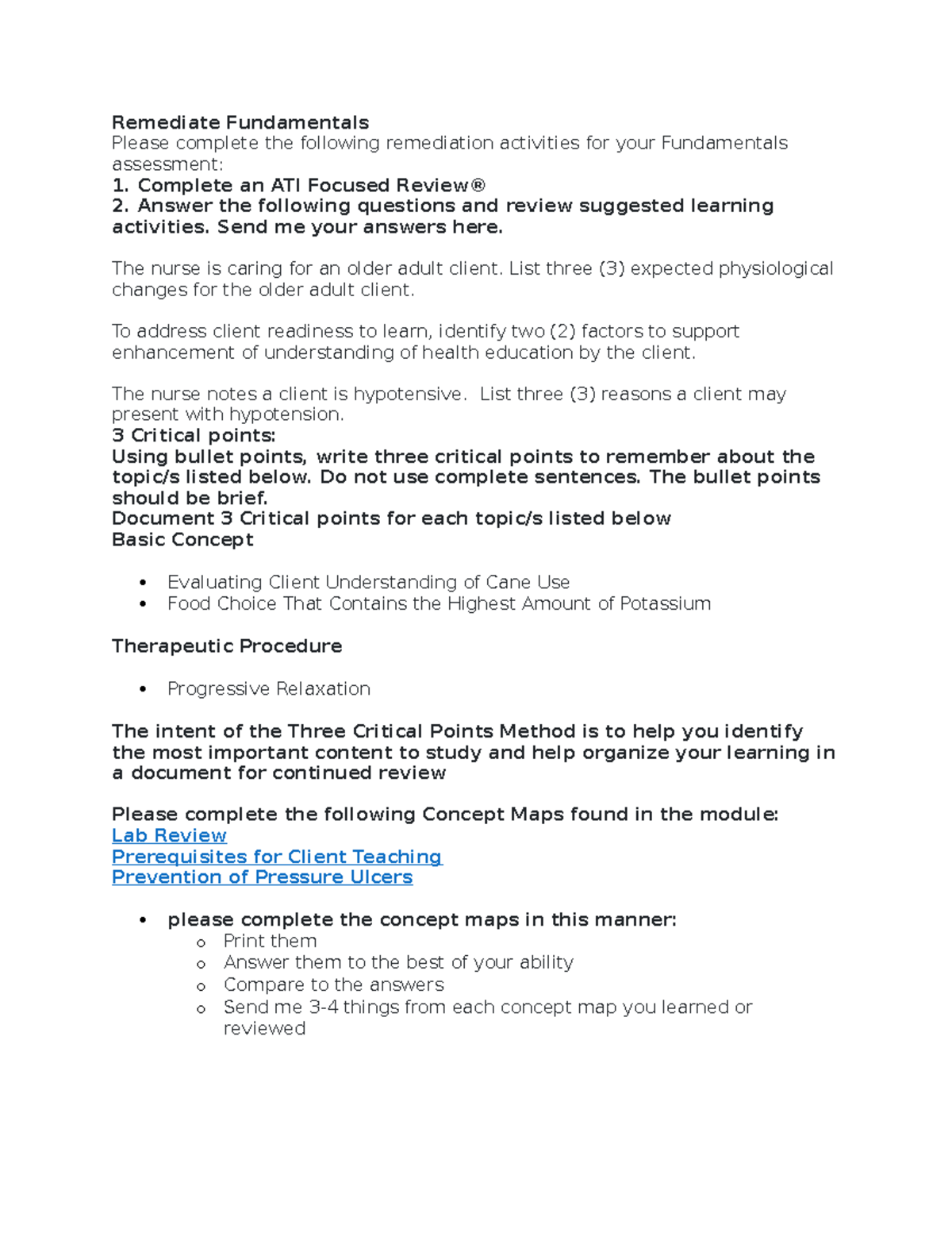 Fundamentals Remediation Activities for VATI Assessment - Studocu