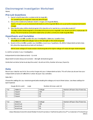 02 01 energy worksheet - FLVS physical science assignment - Energy Lab ...
