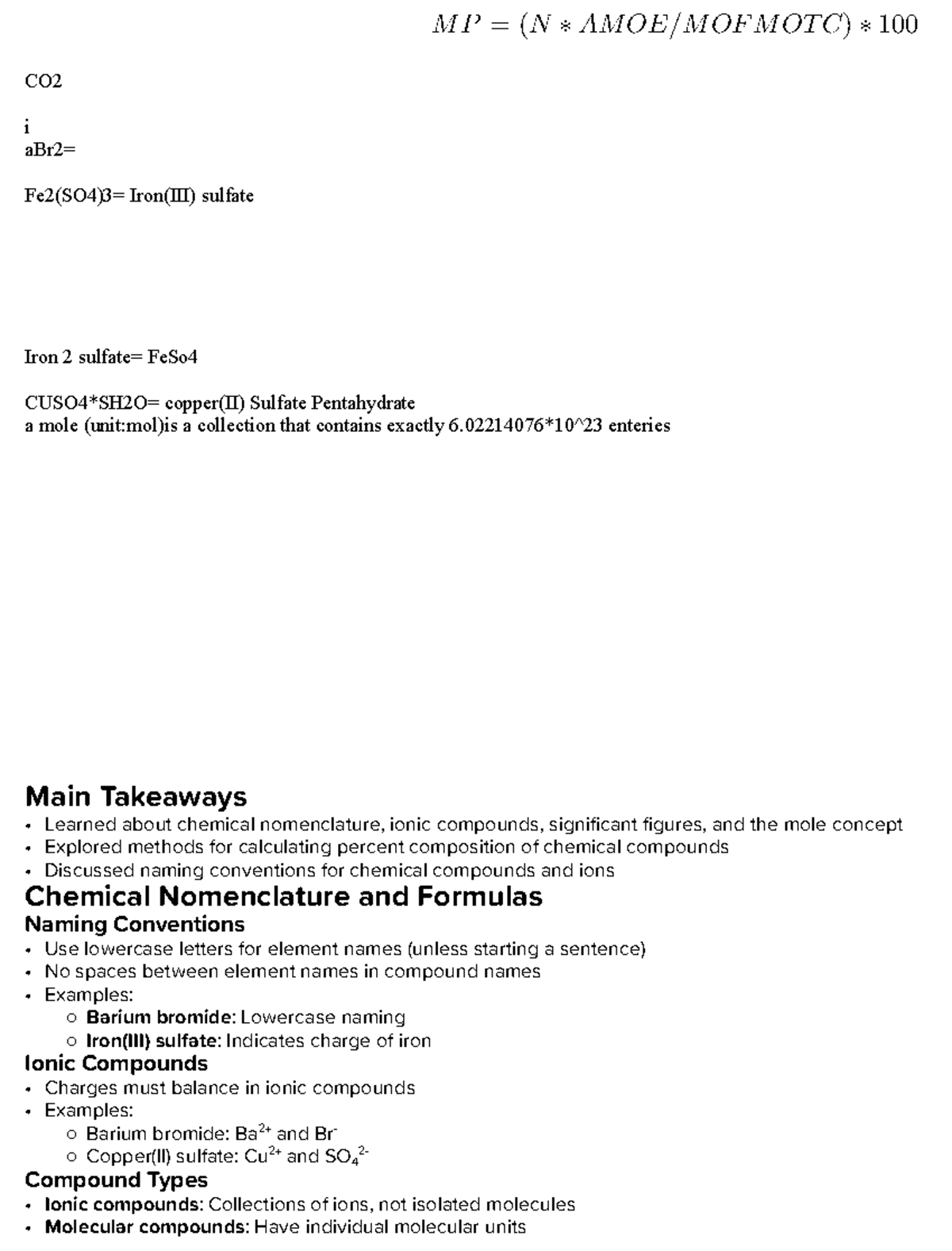 Chemistry 100: Notes on Chemical Nomenclature & Ionic Compounds - Studocu