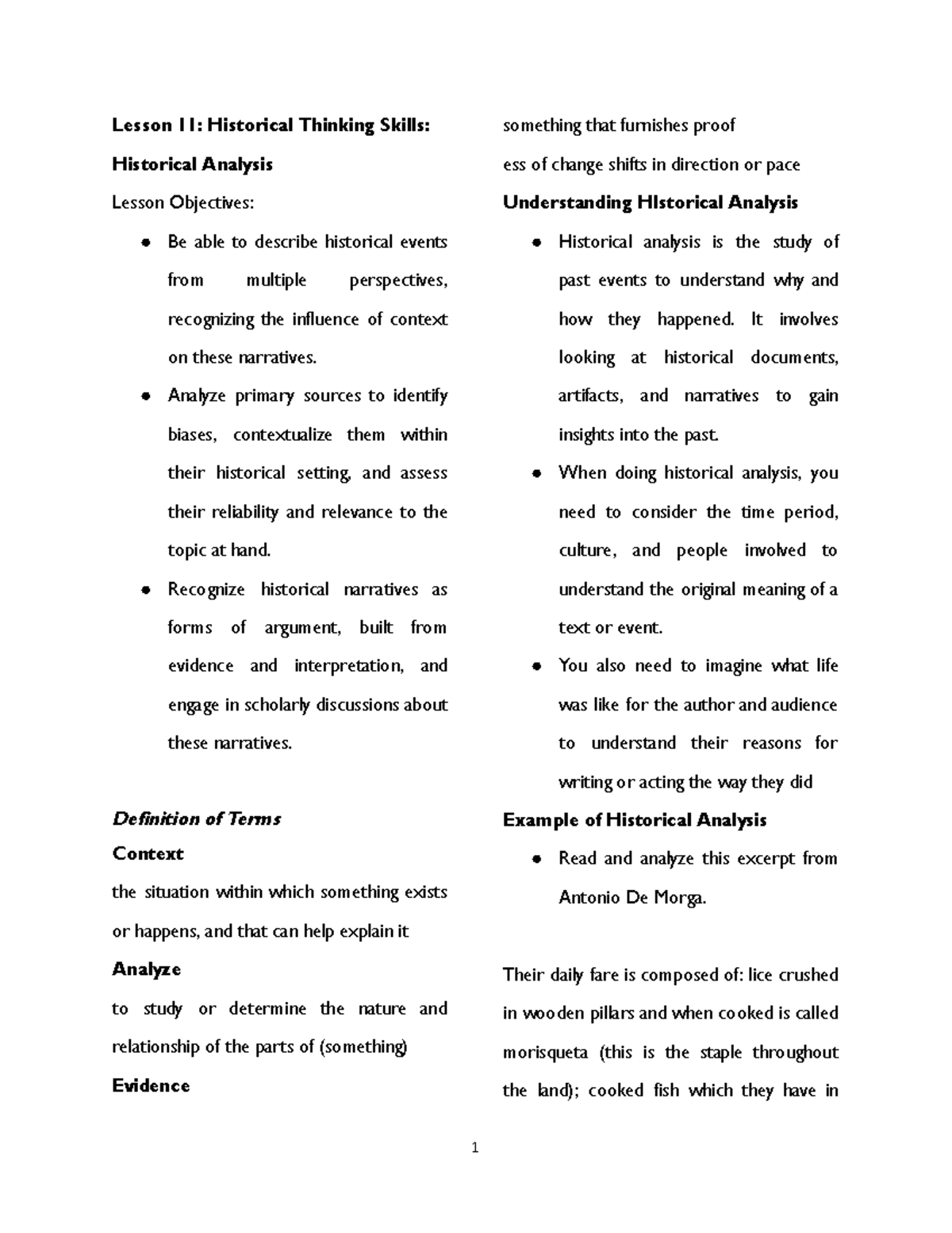 Lecture Notes 11: Skills in Historical Thinking & Analysis - Studocu