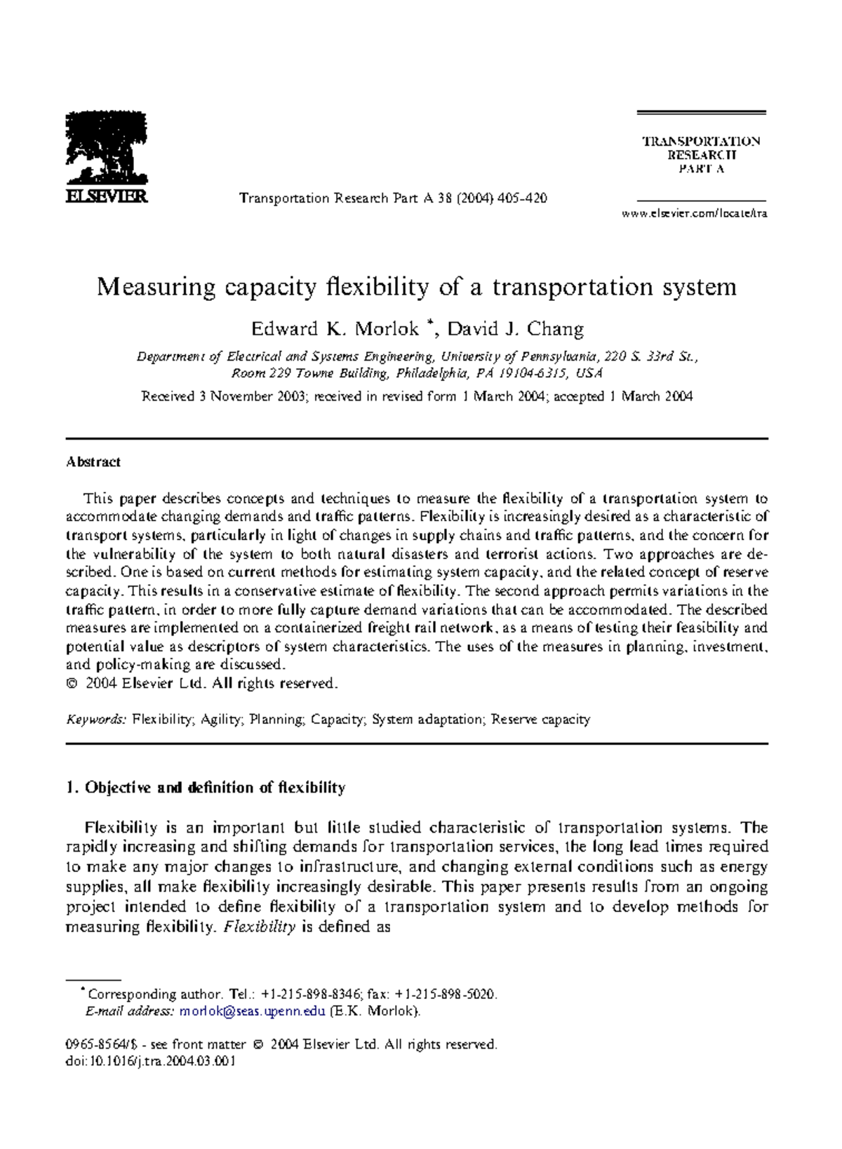 Measuring Capacity Flexibility in Transportation Systems: A Study (TRA ...