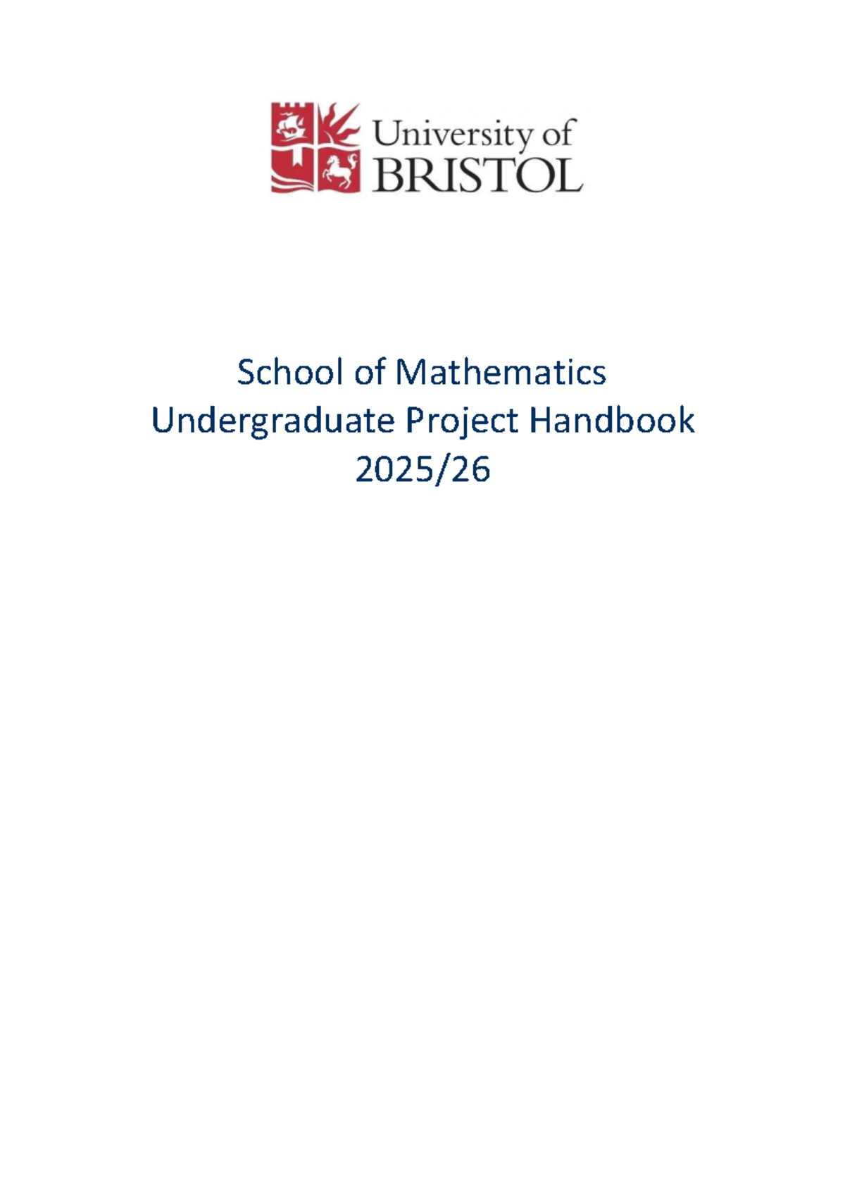 MATH32200 Project Handbook for Undergraduate Students 2025-26 - Studocu