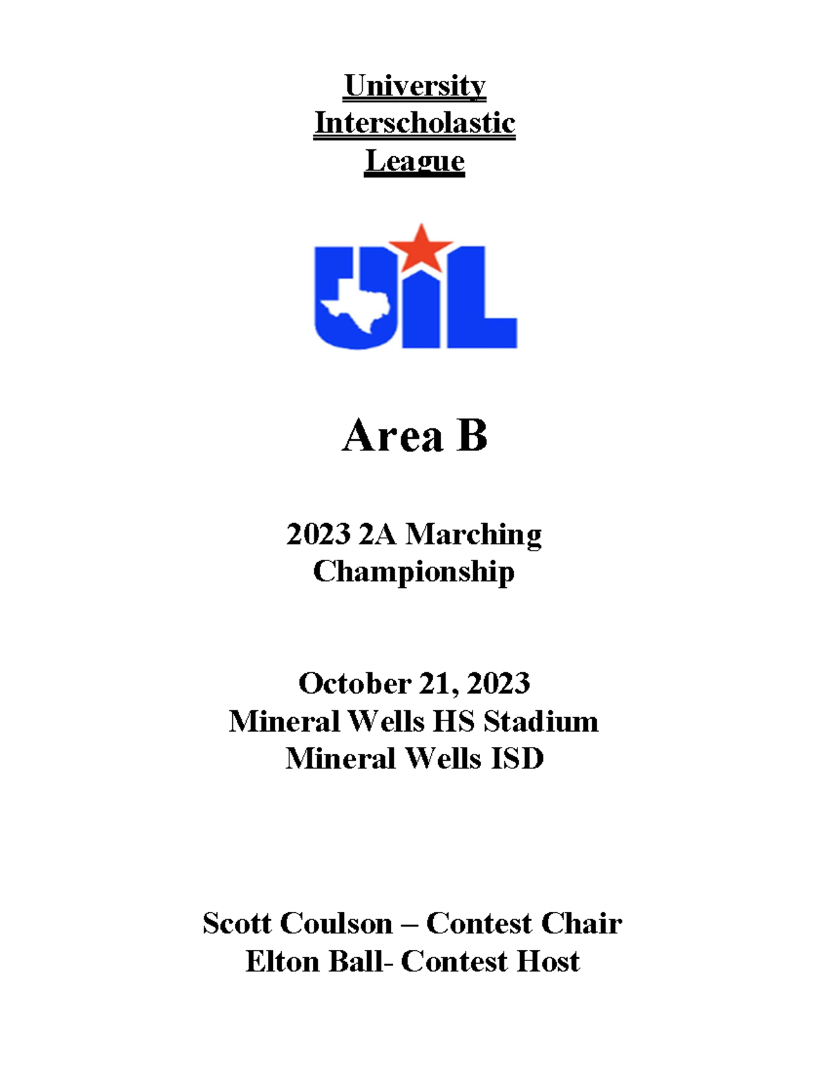 UIL Area B 2A Marching Championship Schedule - October 2023 - Studocu