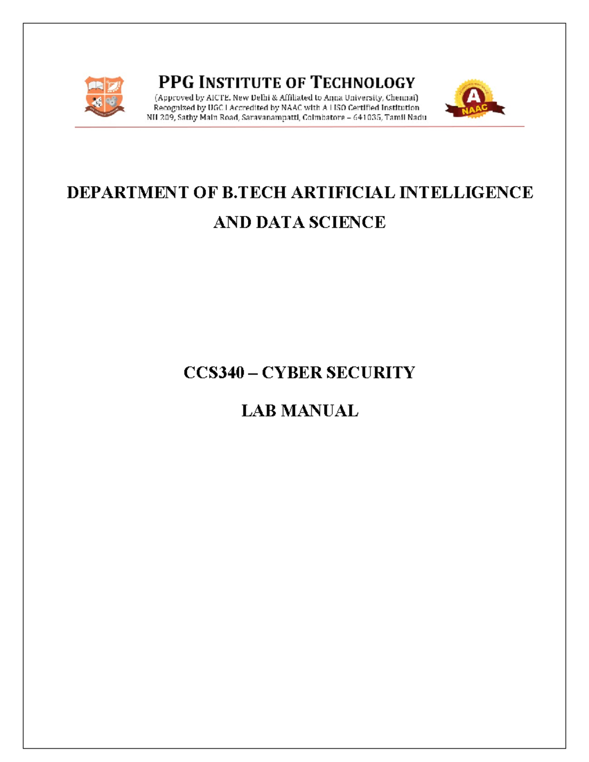 CCS340 Cyber Security Lab Manual: Essential Instructions and Procedures ...