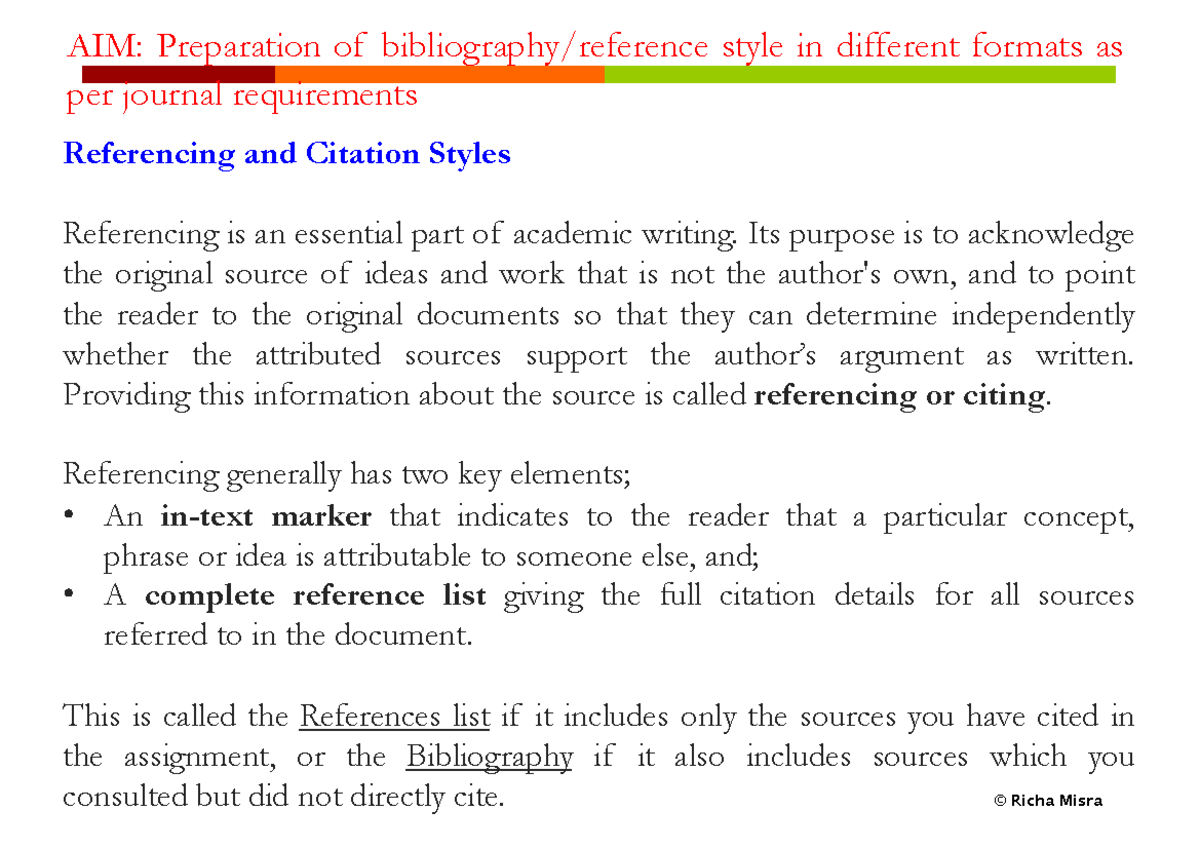 AIM: Referencing Styles and Citation Formats - Unit 4 Guide - Studocu