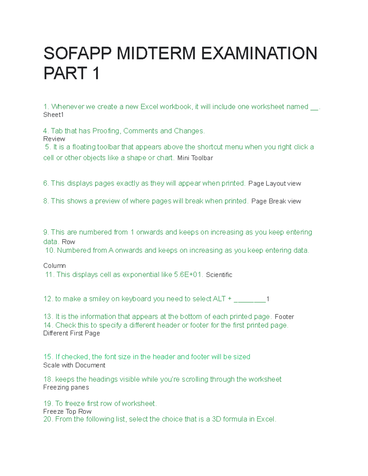 Sofapp Midterm Examination PART 1 - SOFAPP MIDTERM EXAMINATION PART 1 1 ...