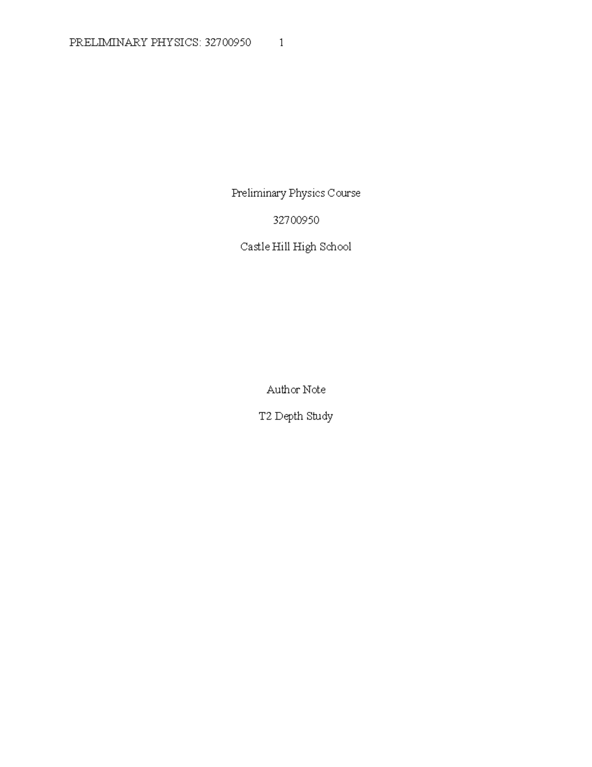 Preliminary Physics Course - Preliminary Physics Course 32700950 Castle Hill High School Author ...