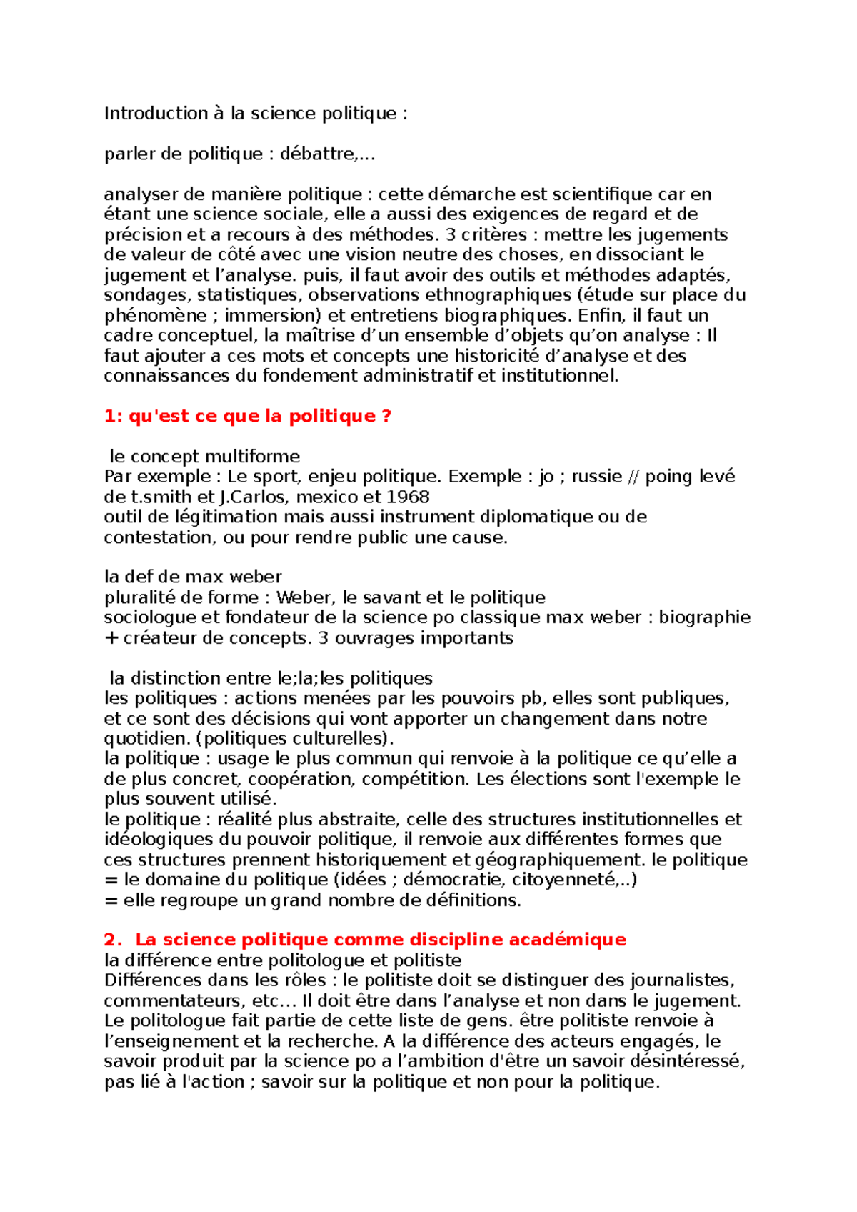 Science politique - .. analyser de manière politique : cette démarche ...