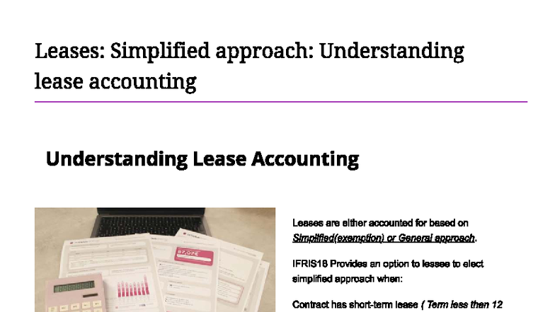 Leases: Simplified Approach in Lease Accounting (PRACTICE MATERIAL ...