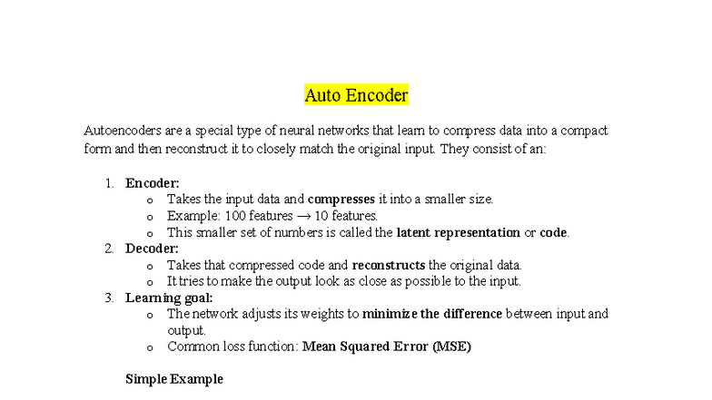 Unit IV - Autoencoders: Compression, Reconstruction & Applications ...