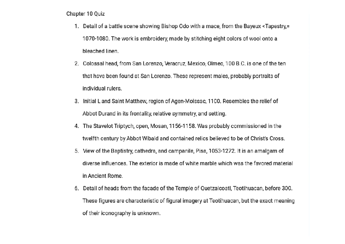 Chapter 10 Quiz - Art and Architecture Insights - Studocu